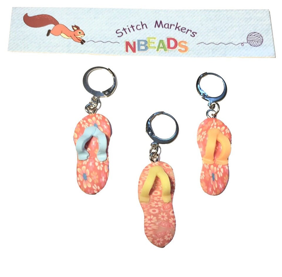 Handmade Flip Flop Polymer Clay Stitch Markers: Beach Slipper Design - Etsy