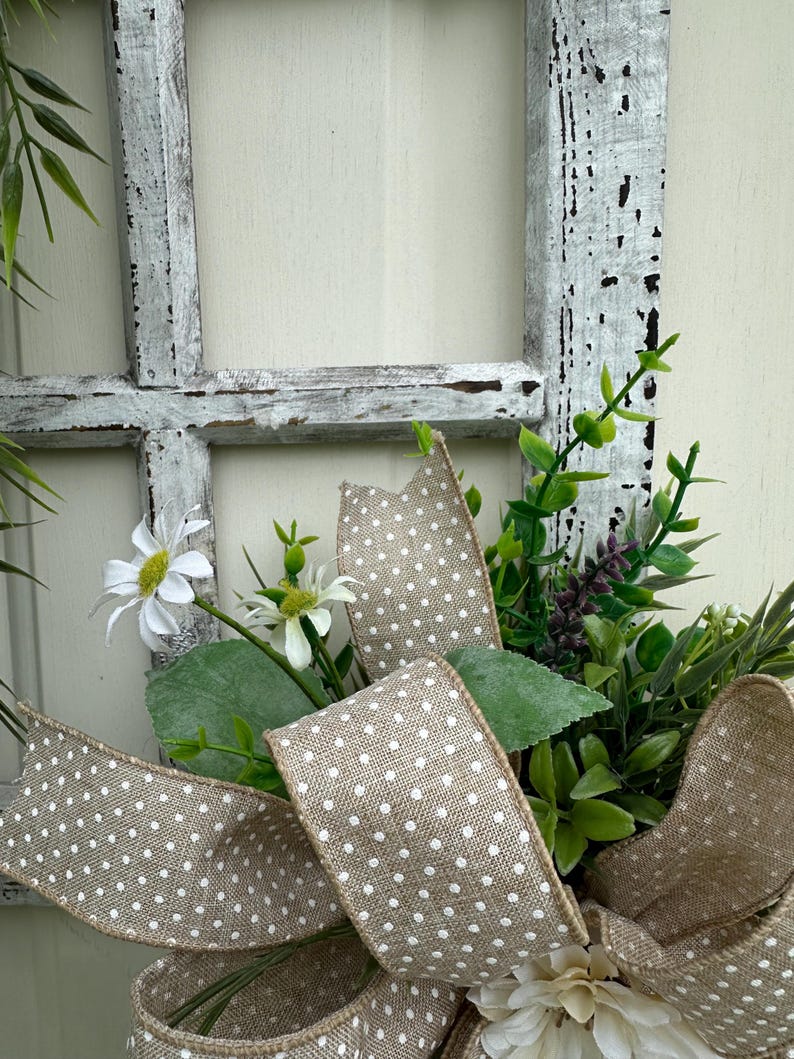 Distressed Window Frame, Greenery Decor, Everyday Swag, Swag Wreath ...