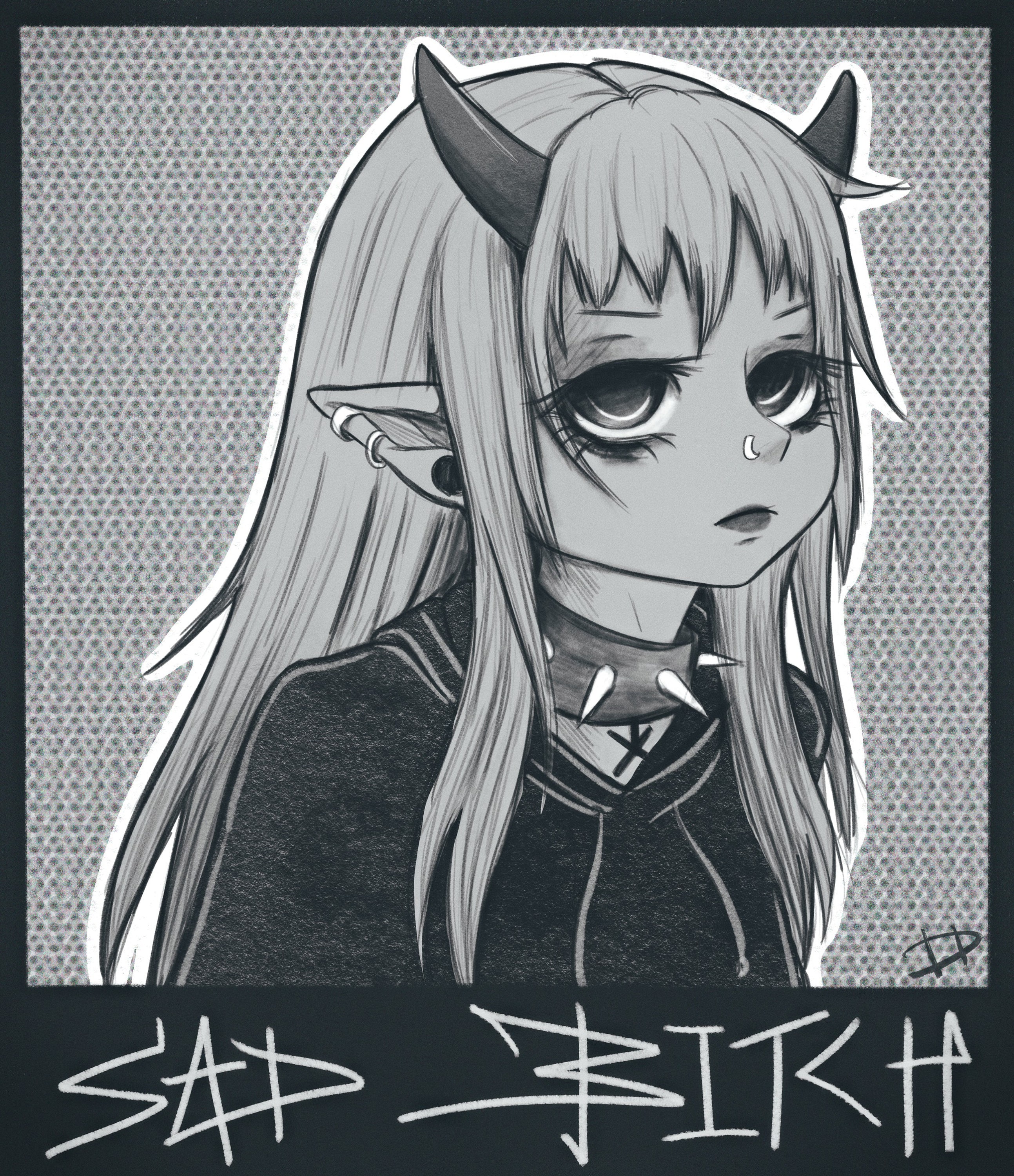 Sad Demon Girl Drawing