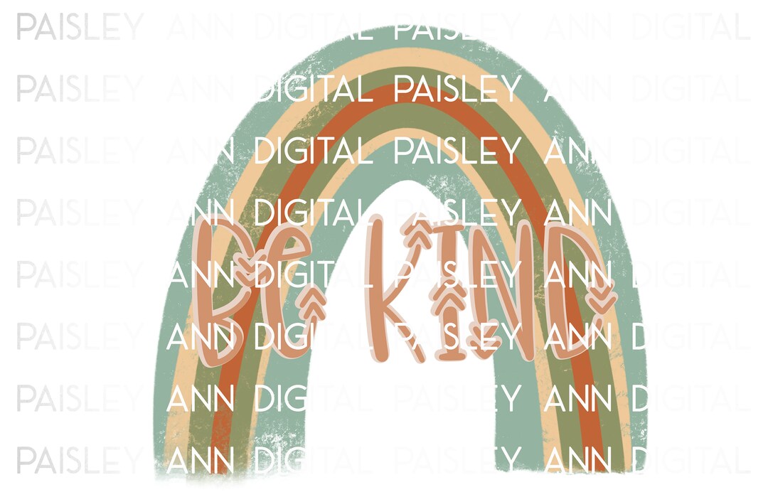 Be Kind Boho Rainbow- Watercolor- Graphic Tee- Bleached Tee- PNG ...