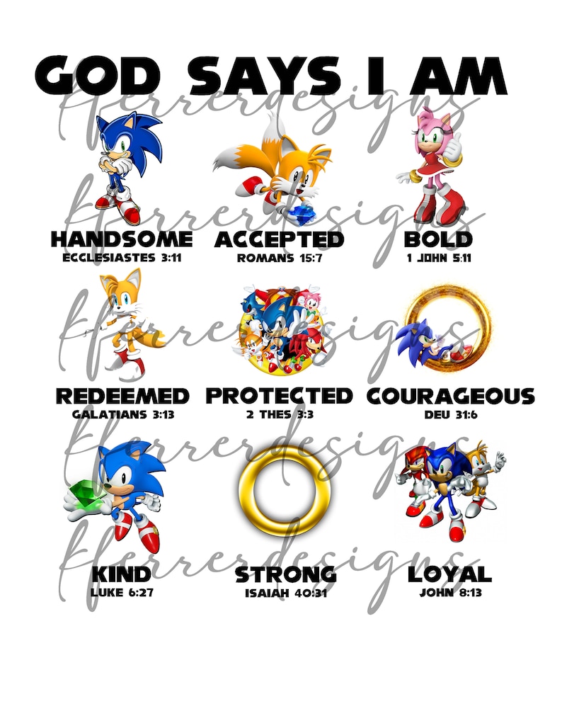 God Says I Am Sonic-kid Png- Bible Bag- DIGITAL FILE- Digital Download ...