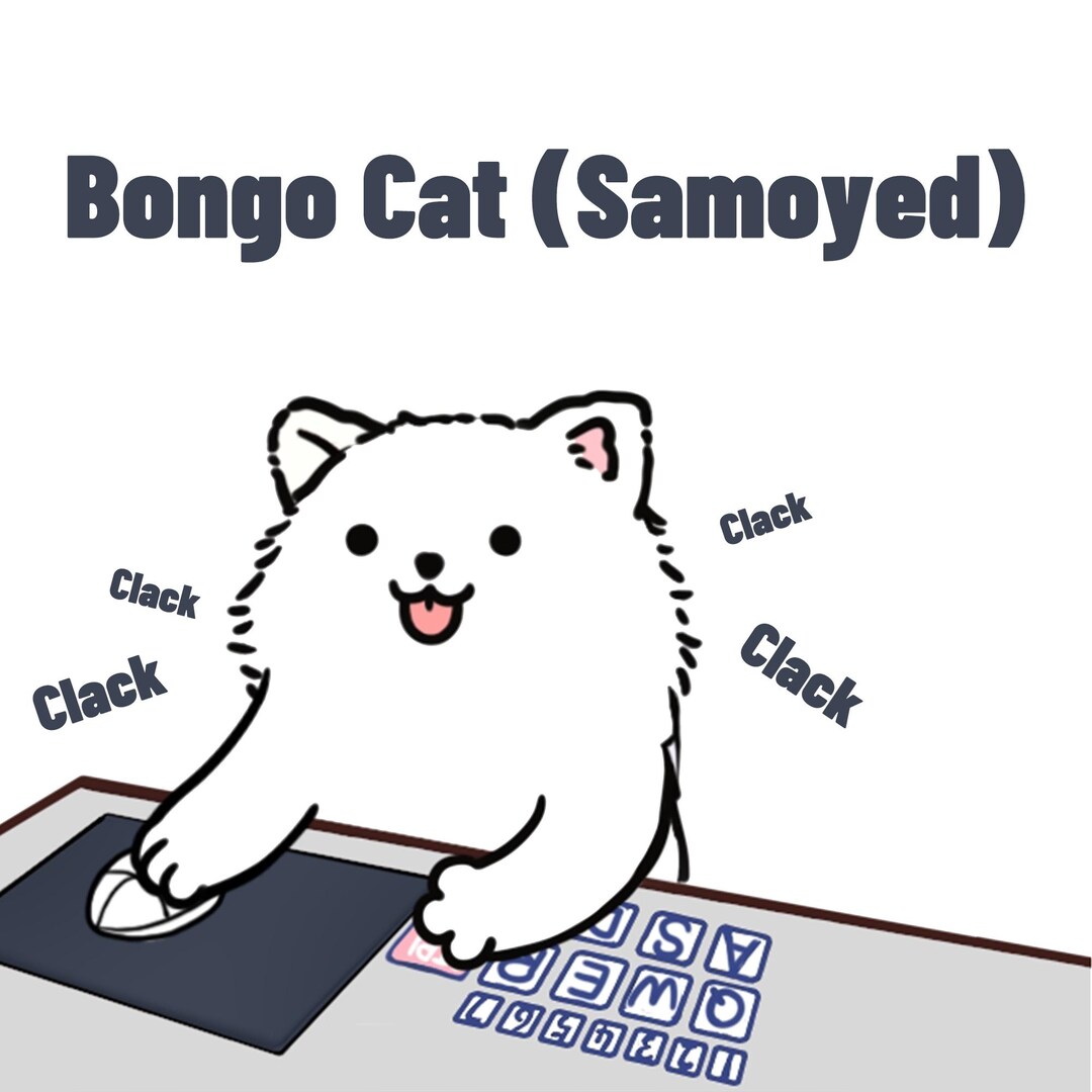 Bongo Cat Samoyed Vtuber Model - Cute Fluffy Dog Streaming Meme Prop ...