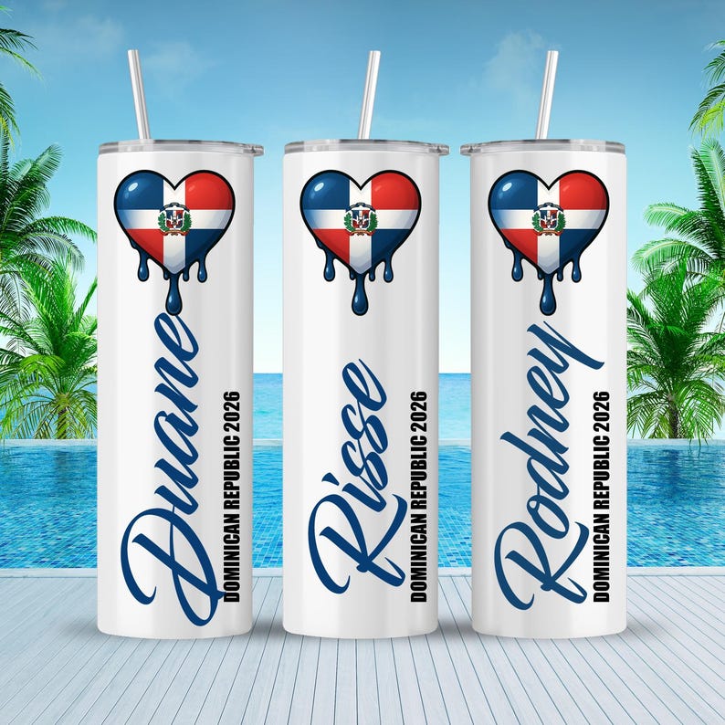 Dominican Republic Heart Flag Tumbler: DR Caribbean Island Vacation ...