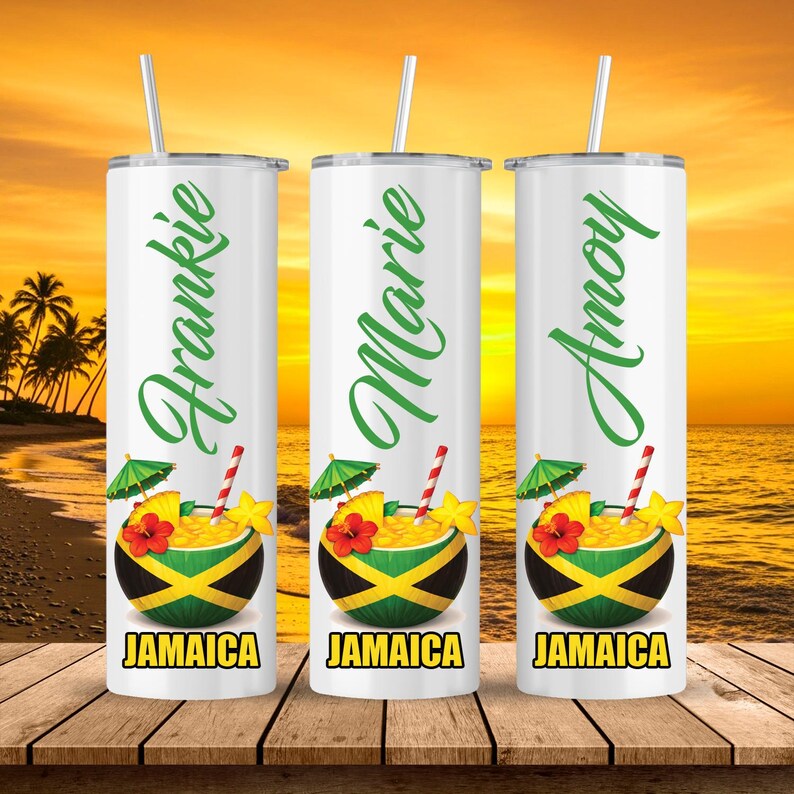 Jamaica Coconut Flag Tumbler: Jamaican Caribbean Island Vacation ...