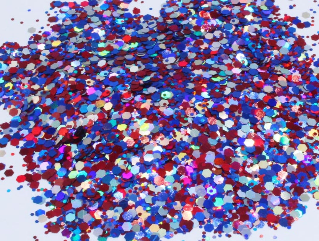 Holographic Yankee Doodle Chunky Glitter | Red, Silver and Blue | 1oz ...