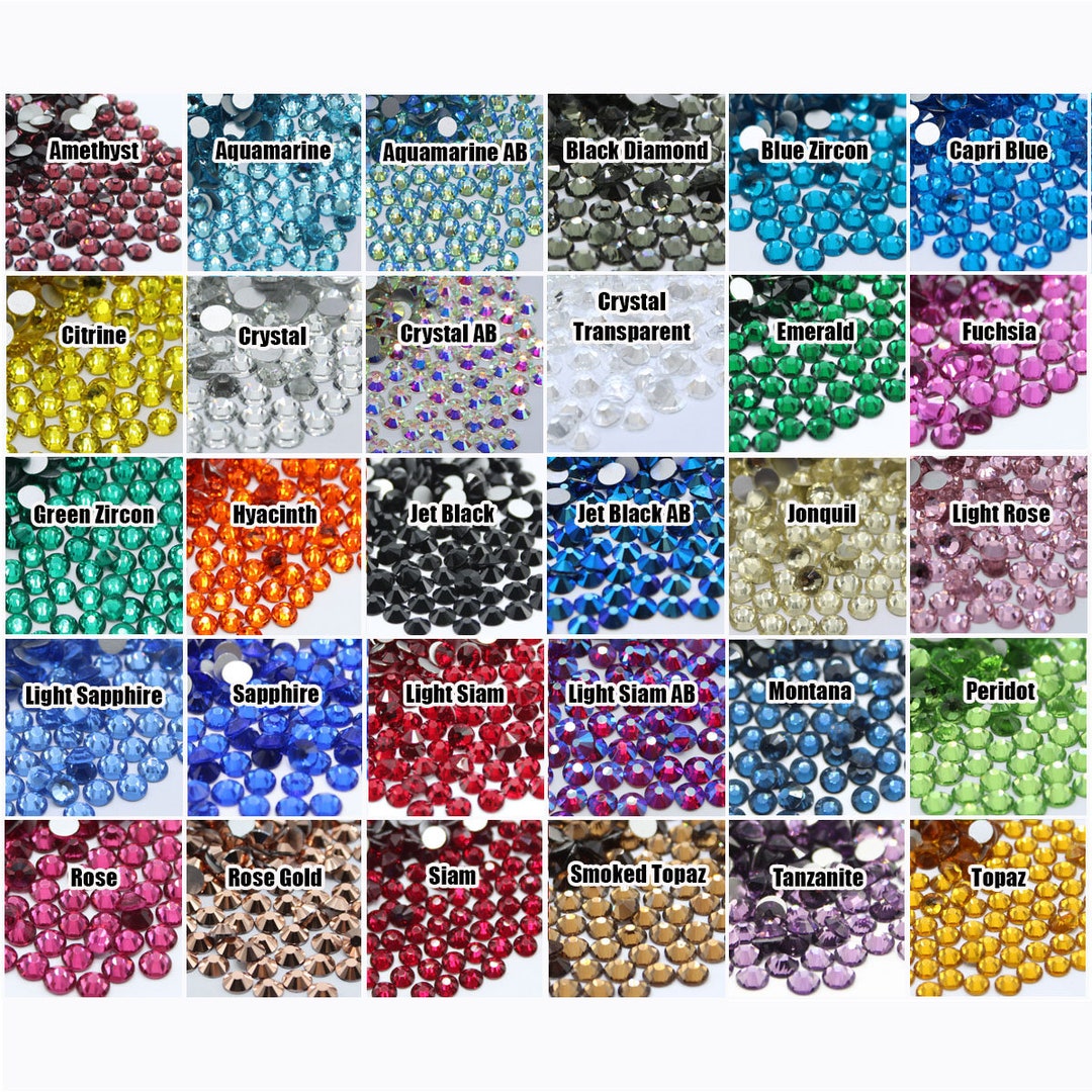GLASS Rhinestones | CHOOSE Size and Color Flatback Nonhotfix Rhinestone ...