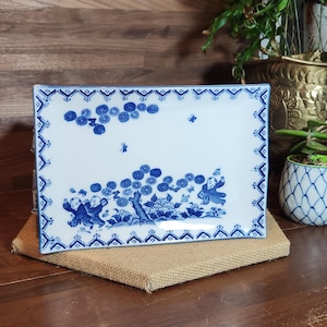 Japanese Blue and White Rectangle Plates Sushi Plates Vintage Japanese ...