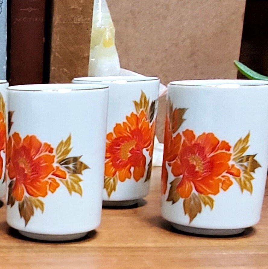 Japanese Tea Cups Handleless Formal White and Gold Without - Etsy