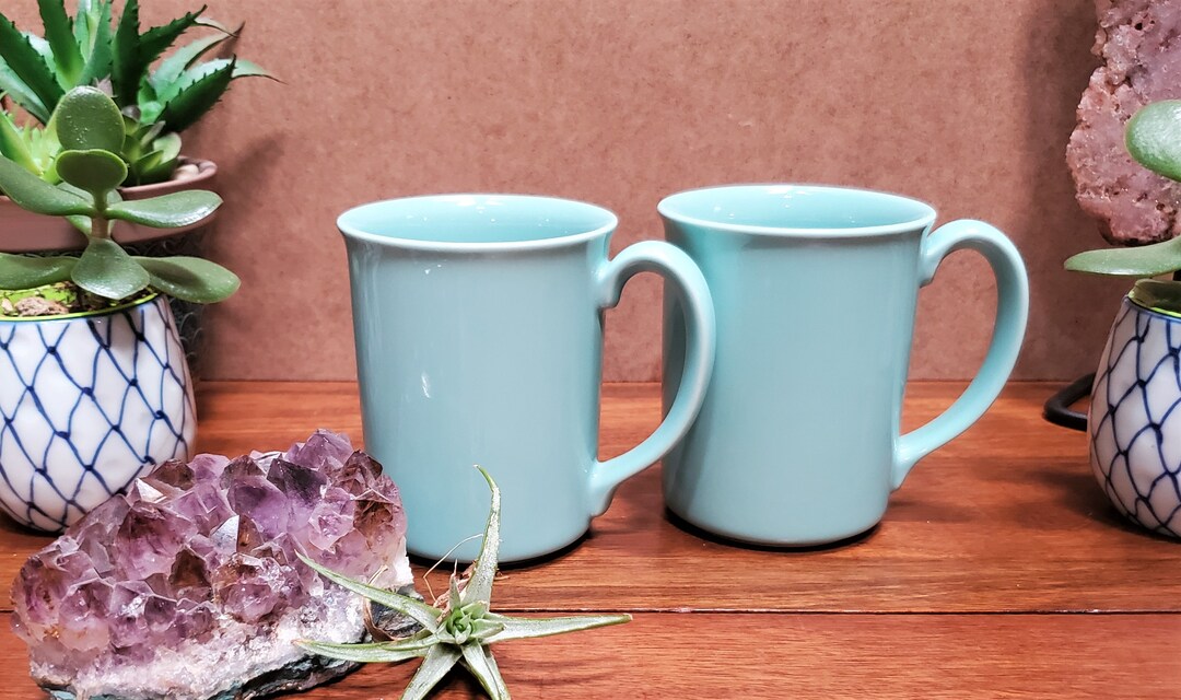 Corning Mugs Cups Made in Thailand Aqua Vintage Corning Set of 2 Solid ...