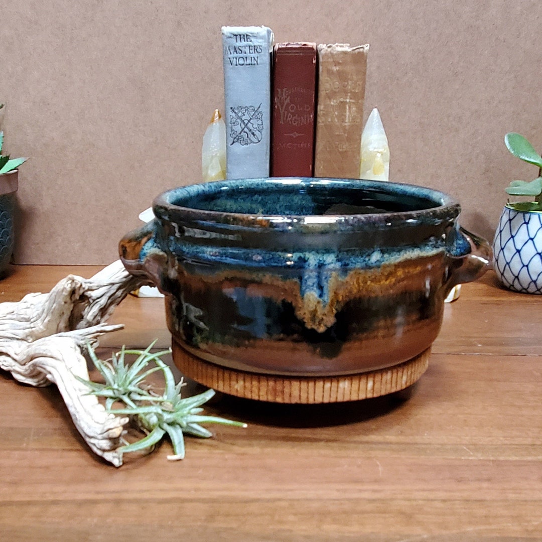 Red Duck Pottery Casserole 9 Blue Handles Blues and Golds - Etsy