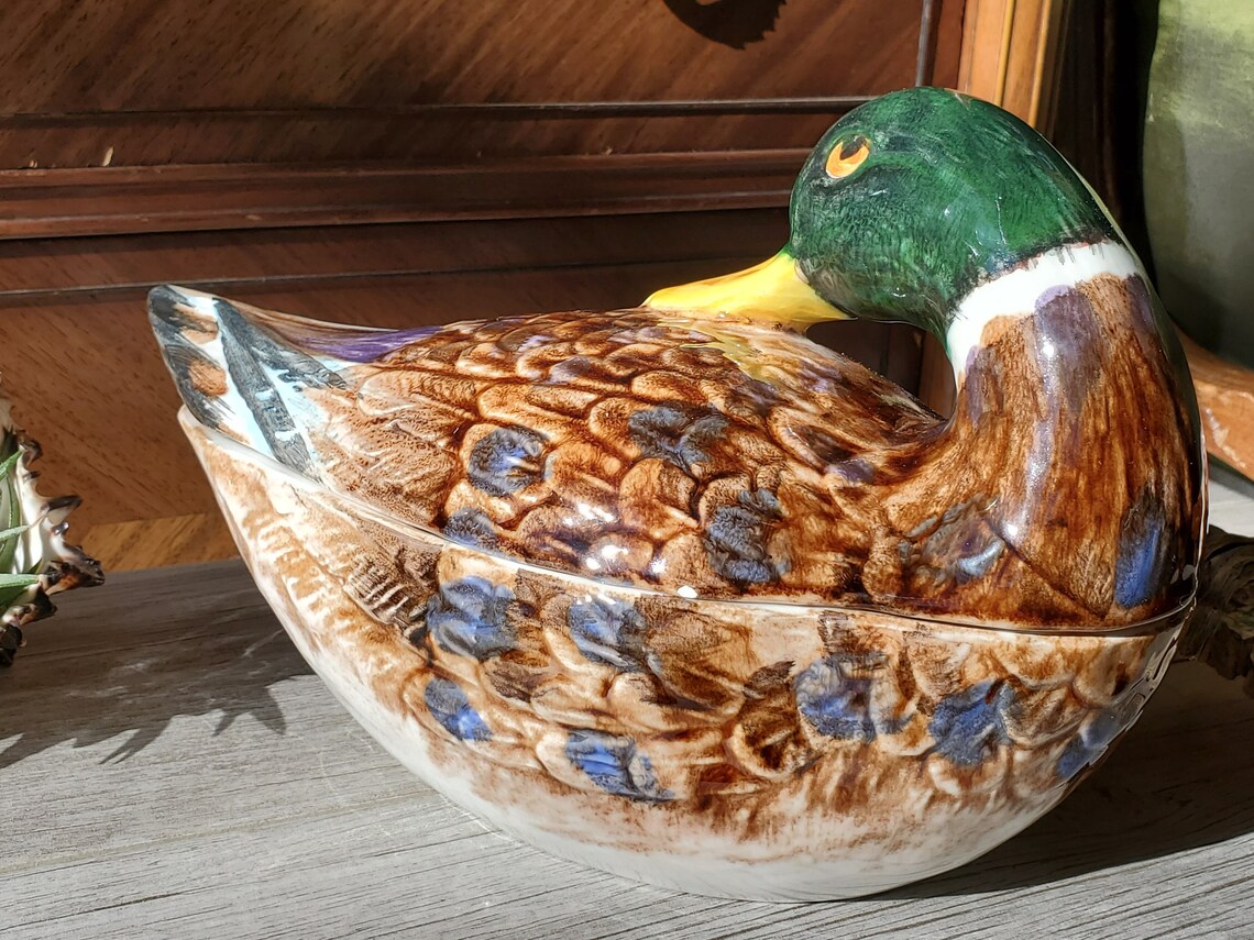 Vtg Neiman Marcus Duck Tureen, Handpainted in Italy RARE! Highly ...