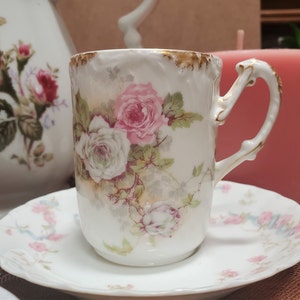 Roses and Gold, Tea Set Pink White Gold Roses Set for 4 Vintage China ...