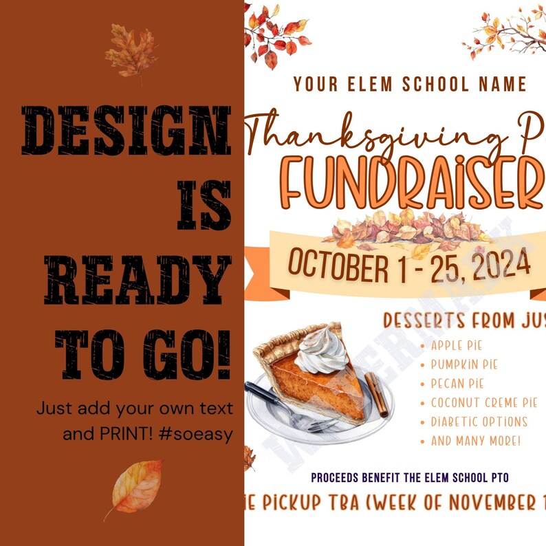 Pie Fundraiser Template | Customizable | Printable | Easy to Edit - Etsy