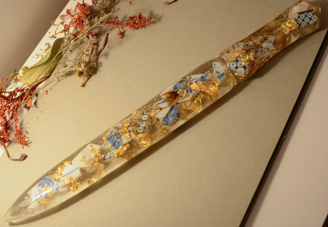 15 inch Kintsugi-inspired resin sword/dagger | Etsy