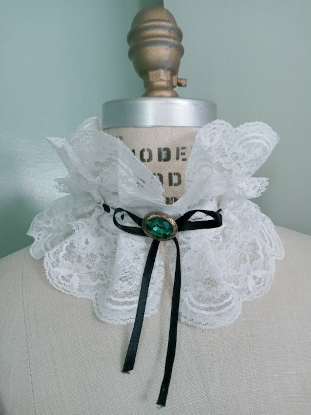 Sheer Lace Detachable Collar, Double Ruffle Victorian Collar, Cosplay ...