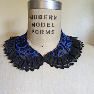 Detachable Vintage Royal Blue Lace Collar, Vintage Style, Victorian ...