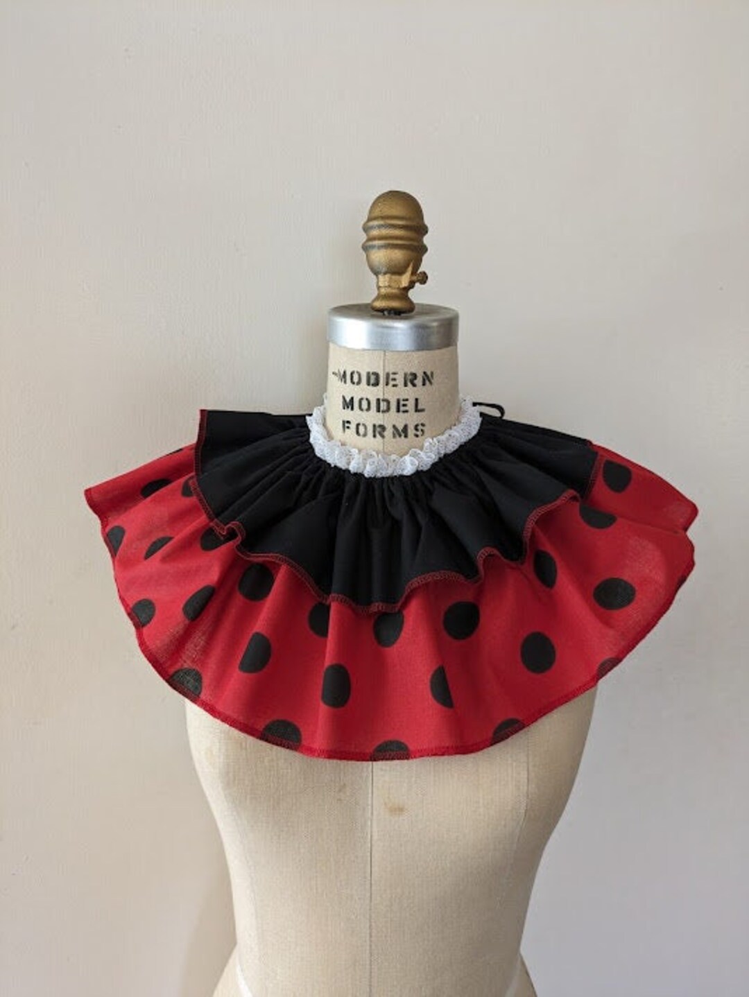 Ladybug Detachable Clown Collar, Removable Black, Red Polka Dot and ...