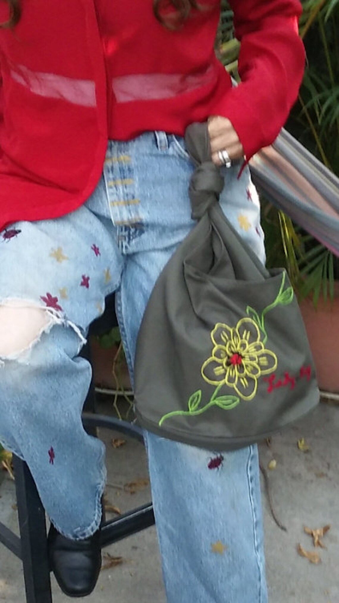 Medium Twill Tote Bag W/ Ladybug Handmade | Etsy