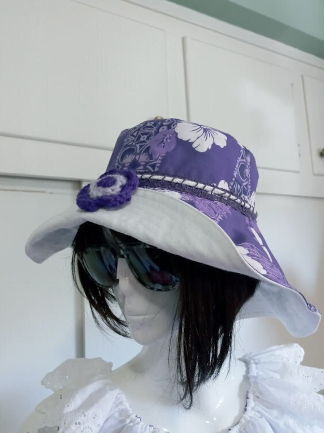 Reversible Sun Hat, Wide Brim Sun Hat, Summer Hat, Trendy Hat, White ...