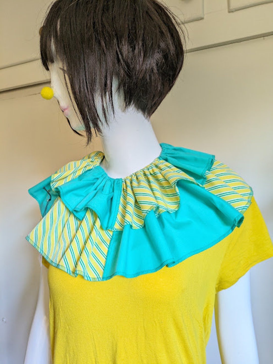 Detachable Clown Collar, Removable Clown Collar, Striped Green Mint ...