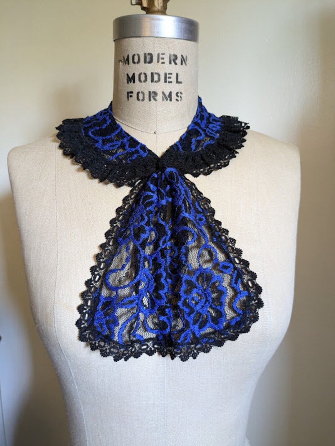 Detachable Vintage Royal Blue Lace Collar, Vintage Style, Victorian ...