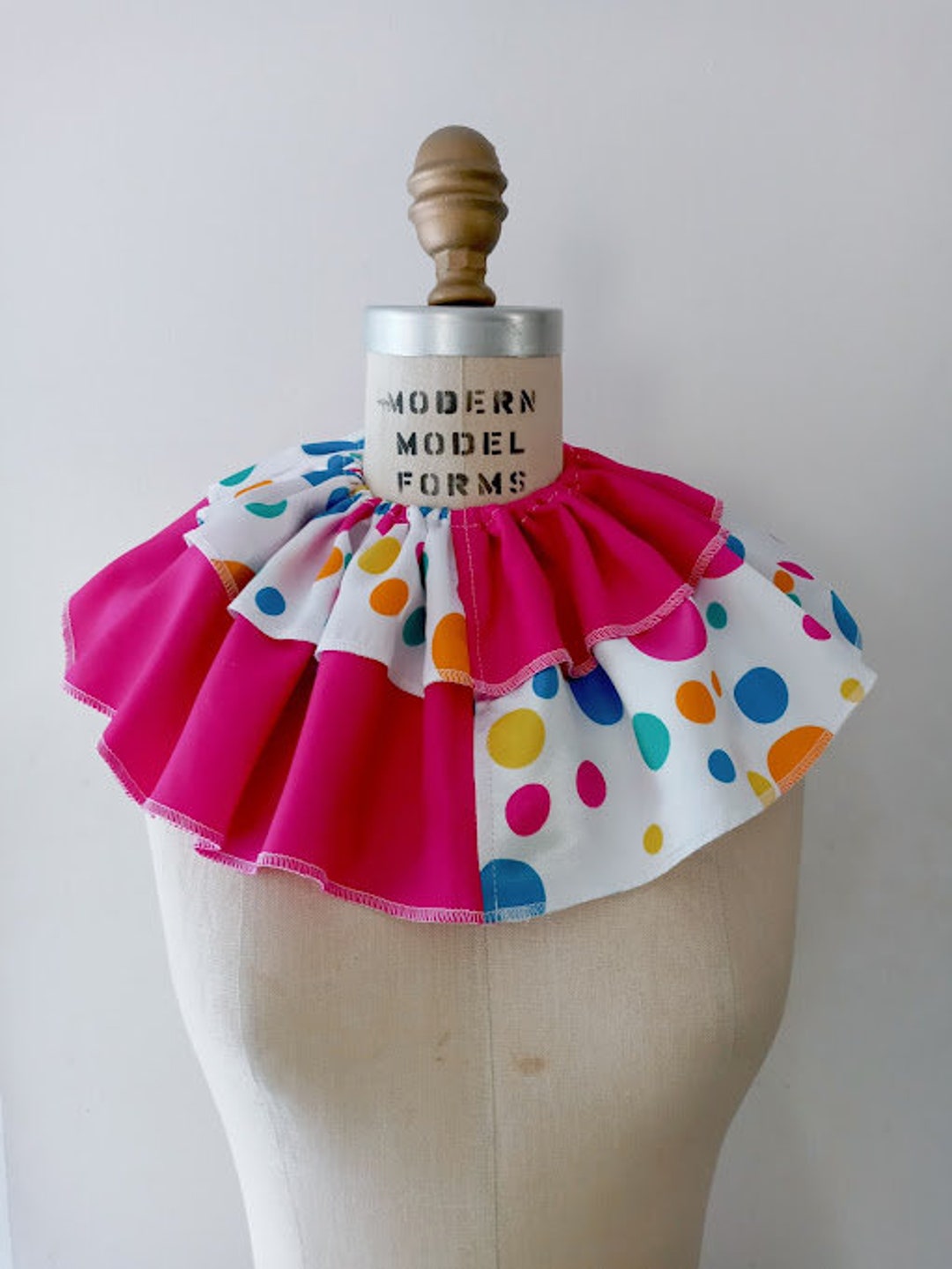 Multicolored Polka Dot Clown Collar, Detachable Circus Clown Collar ...