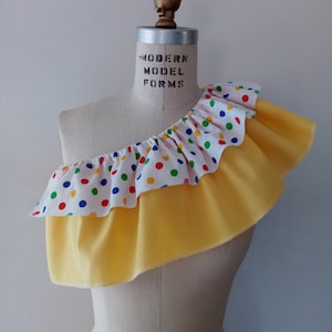 Detachable Clown Collar, Yellow With Multicolor Polka Dot Clown Collar ...