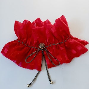 Red Detachable Collar, Victorian Style, Punk Collar, Ruffled Choker ...