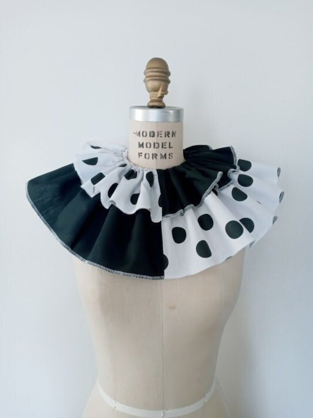 White With Black Polka Dot Clown Collar, Detachable Circus Clown Collar ...