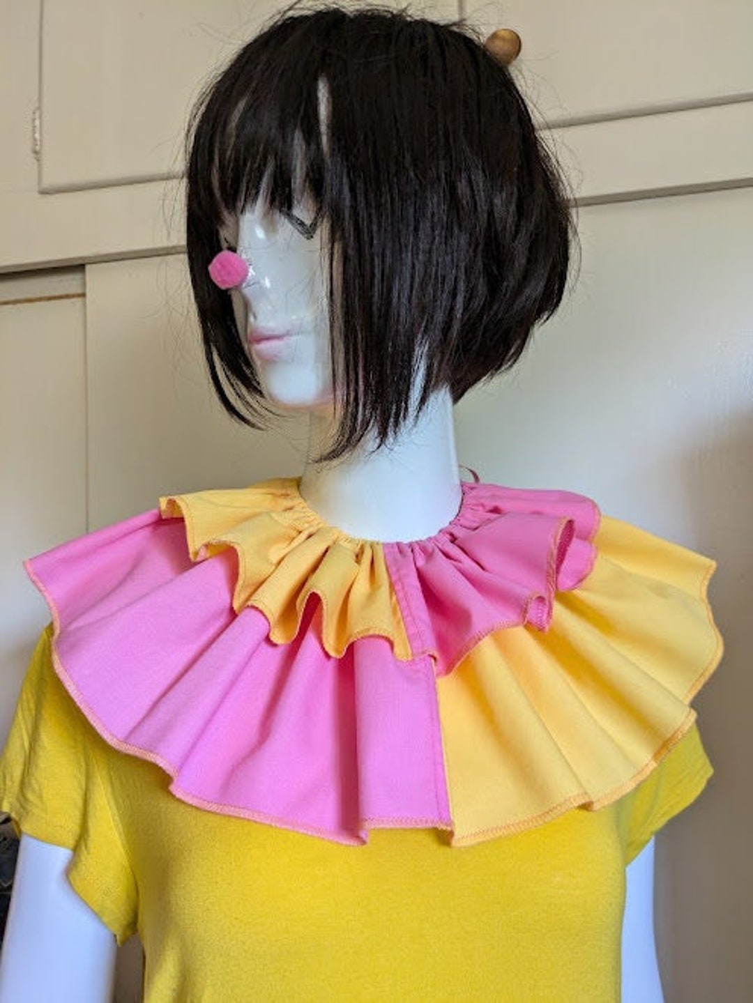 Detachable Clown Collar, Yellow With Pink Collar, Removable Clown ...