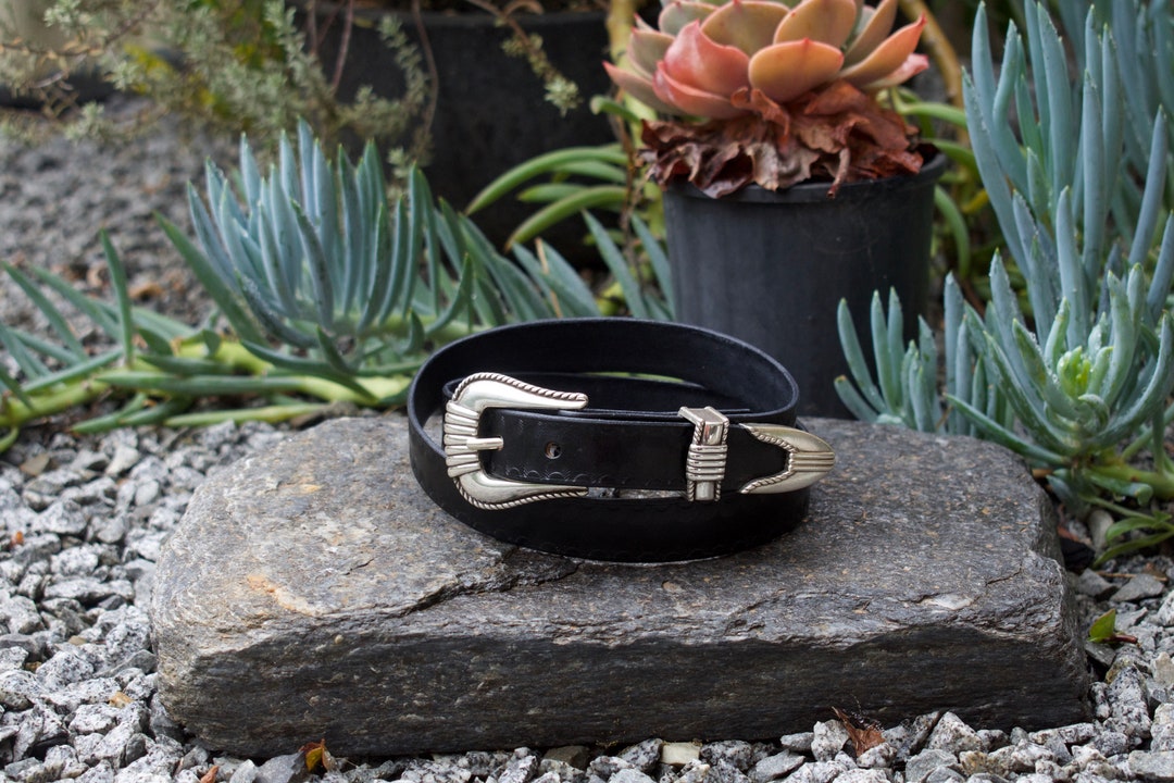 Black Embossed Custom Leather Belt - Made to Measure - Etsy