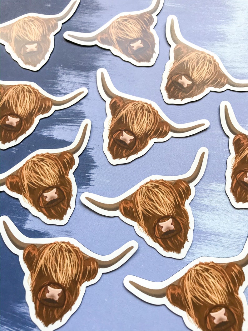 Highland Cow Sticker Cow Magnet Fuzzy Cow Cow Sticker Cow | Etsy