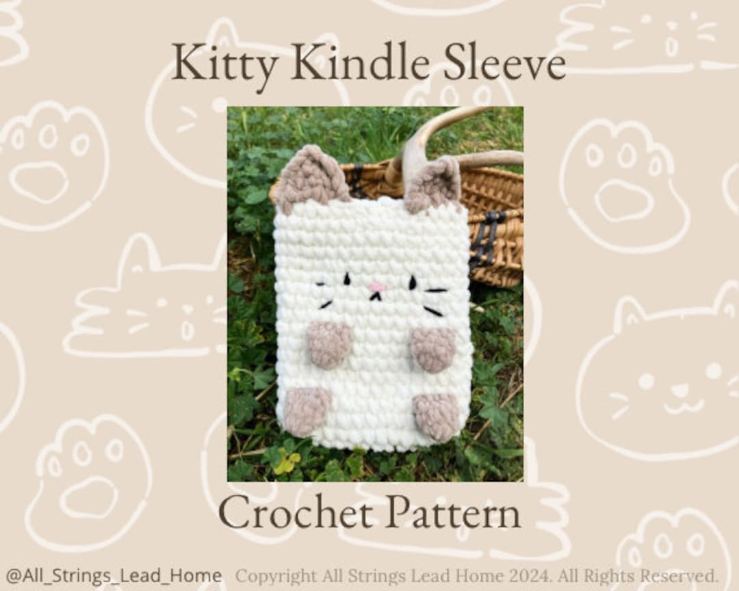 Kitty Kindle Sleeve Crochet Pattern, Cat Crochet Pattern, Kindle Cover ...