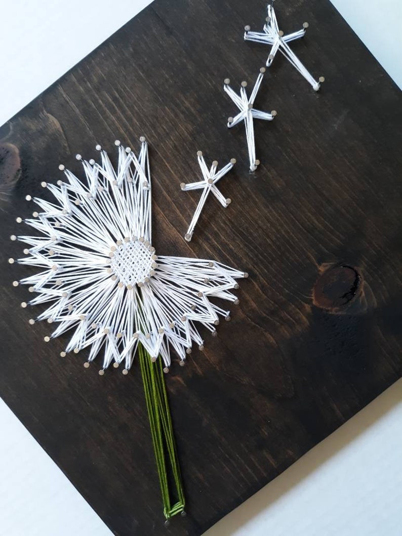 Dandelion string art Dandelion wall art Flower wall decor | Etsy