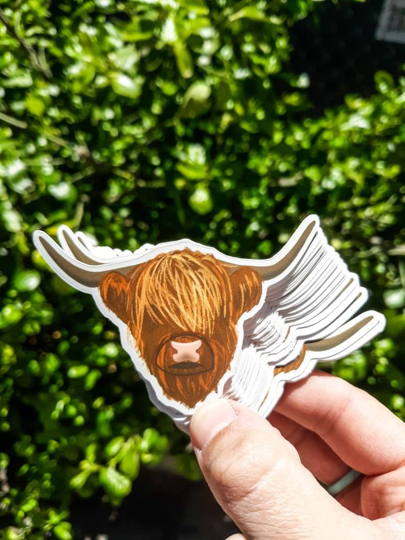 Highland Cow Sticker Cow Magnet Fuzzy Cow Cow Sticker Cow - Etsy