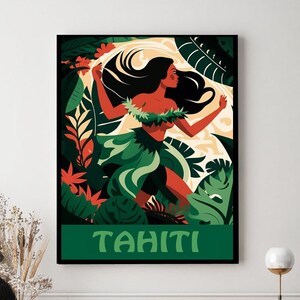 Tahiti Poster, French Polynesia Poster, Tahitian Dancer, Travel Poster ...