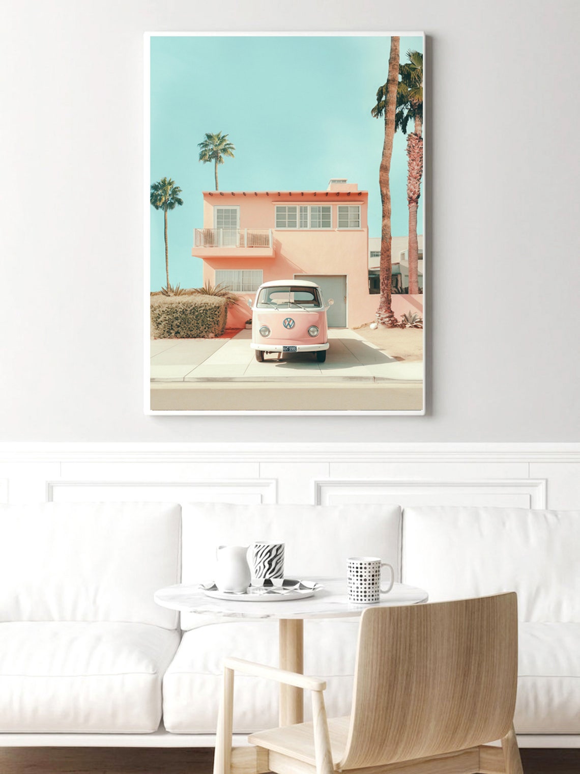 Pink Volkswagen Bus, Retro Van Poster, VW Bus Wall Art, California ...