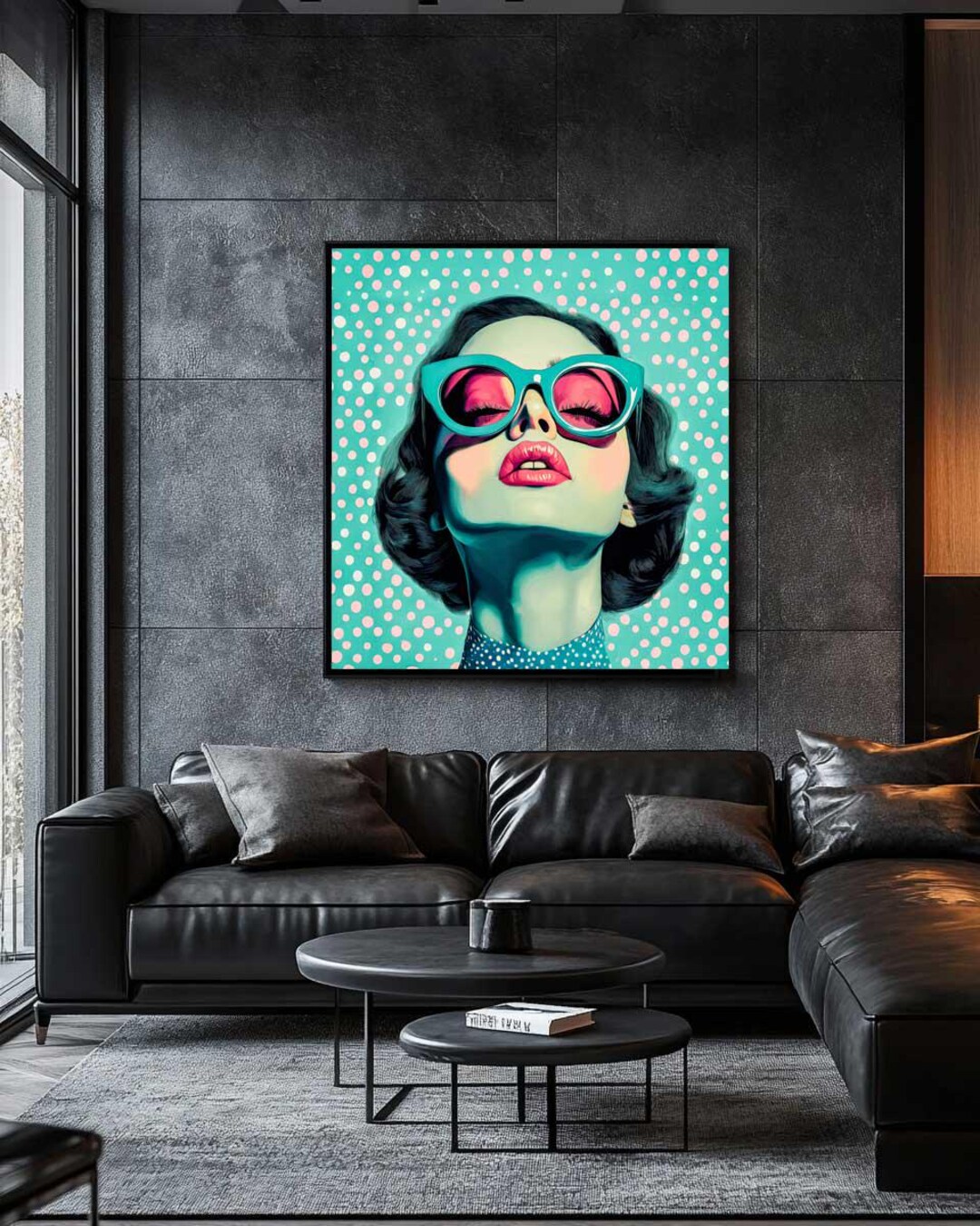 Retro Pop Art Canvas: Vibrant Woman With Sunglasses, Colorful Dots - Etsy