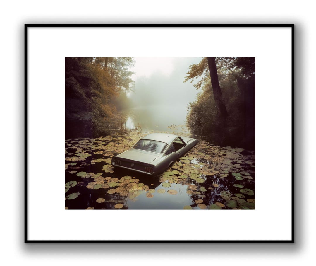 Drowning Car in Lake, Surreal Art Print, Sinking Car, Moody Wall Art ...