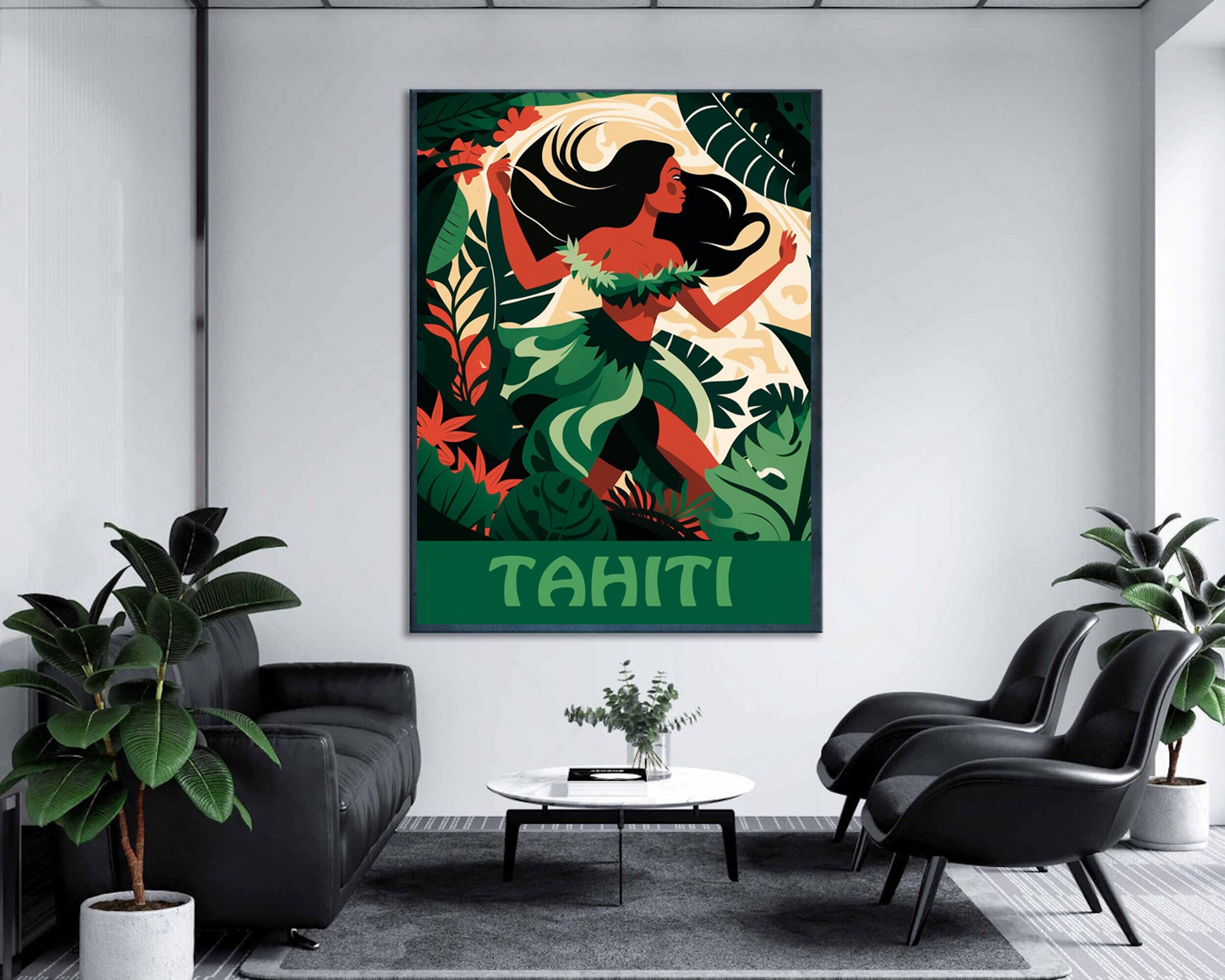 Tahiti Poster, French Polynesia Poster, Tahitian Dancer, Travel Poster ...
