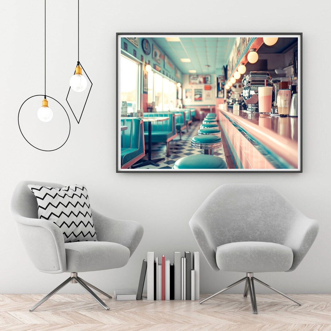American Diner Print, Retro Diner Poster, 1950 S Diner, Vintage Wall ...