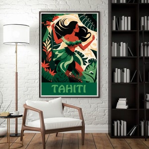 Tahiti Poster, French Polynesia Poster, Tahitian Dancer, Travel Poster ...