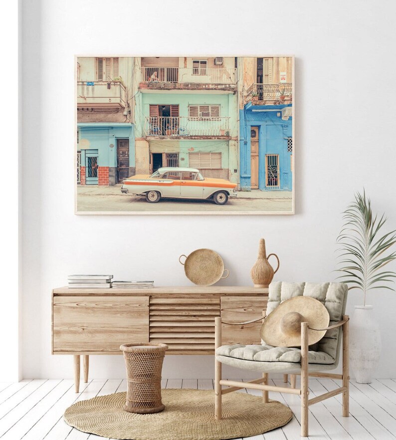 Cuba Car Print, Cuban Art, 50's Car, Retro Cuba Poster, Havana Travel ...