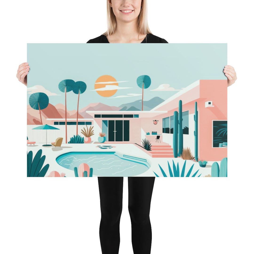 Palm Springs Art, Palm Springs Pool, California Decor, Colorful Wall ...