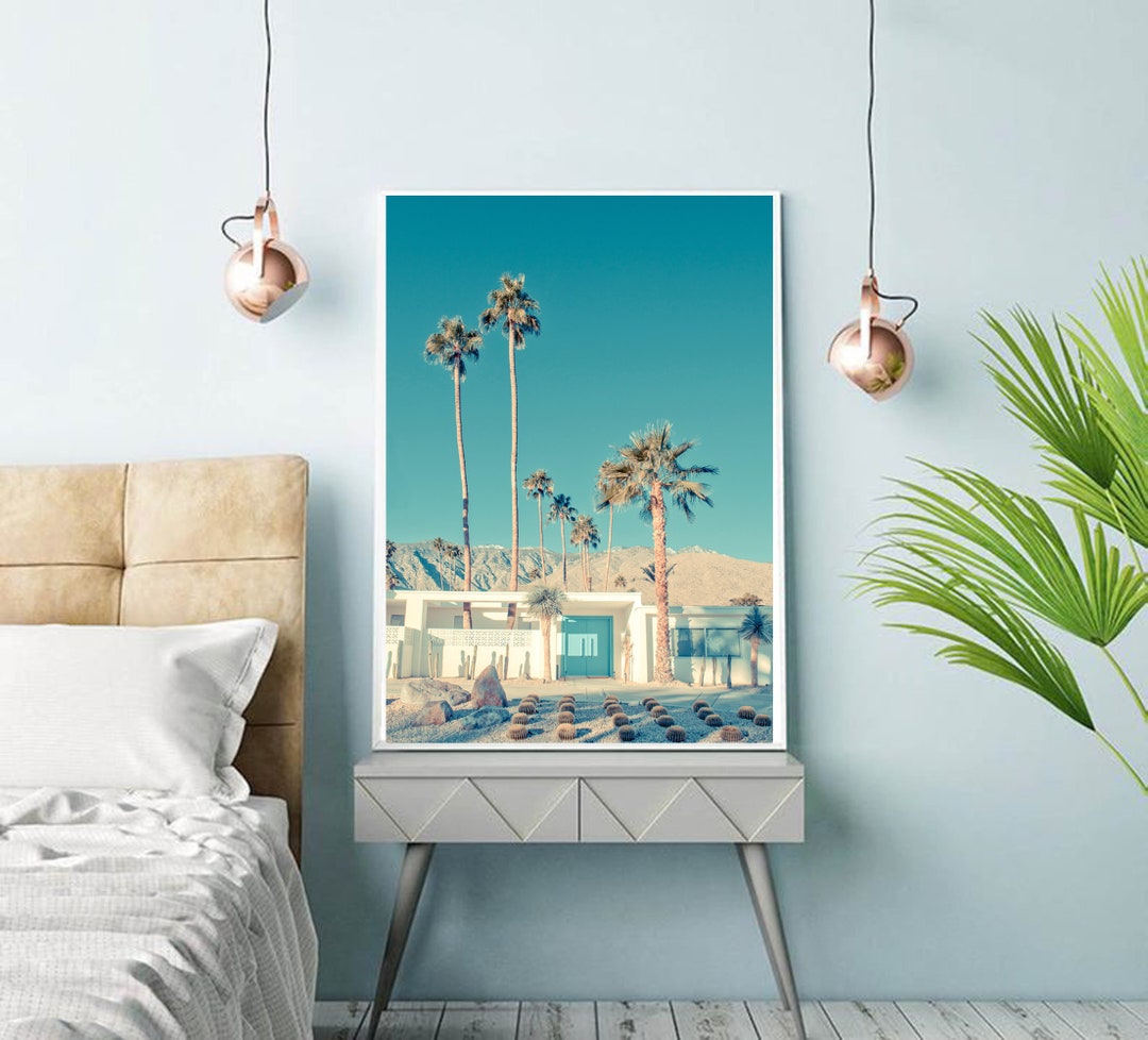 Palm Springs Print: Mid-century Modern House, Pastel Sunset Wall Art - Etsy