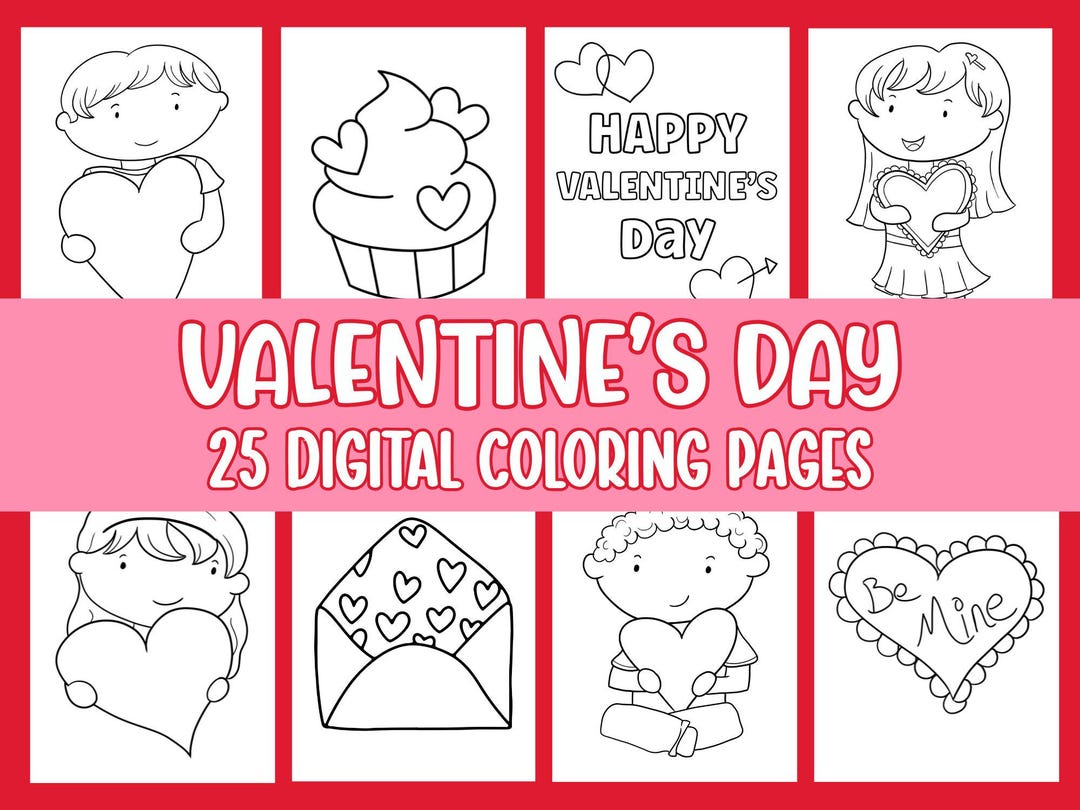 Valentine’s Day Coloring Book for Kids Printable Hearts & Love Pages - Etsy