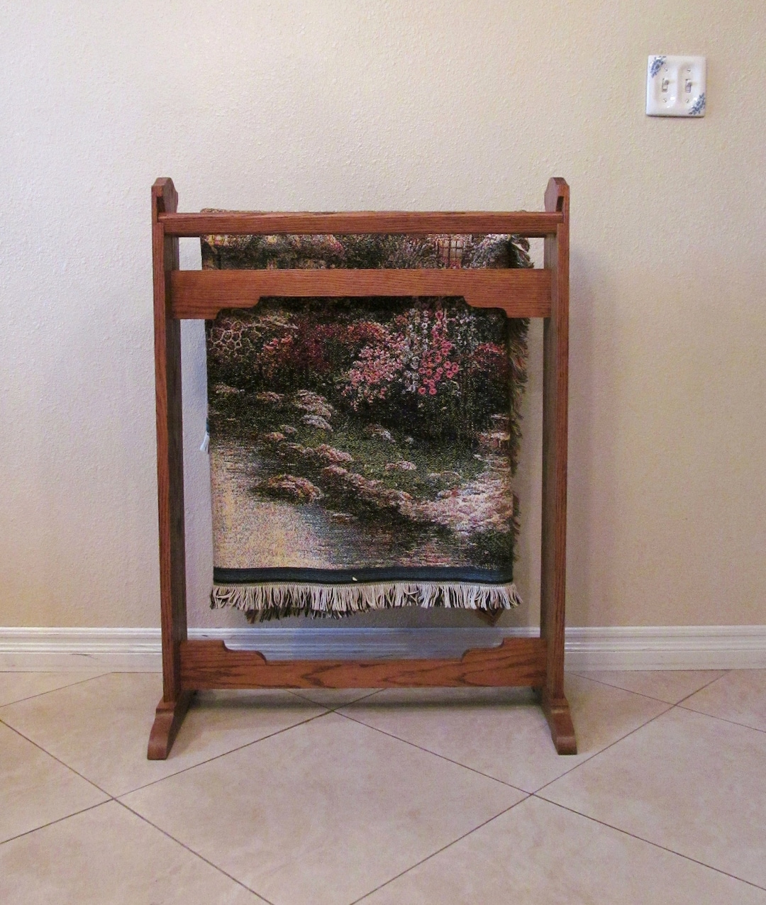 Solid Oak Quilt/blanket Stand | Removable Bars - Etsy