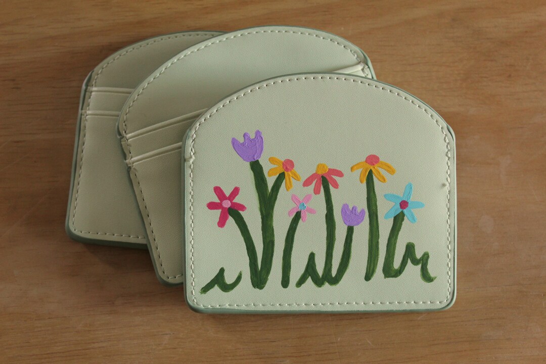 Small Hand-painted Green Wallet and Hand-painted Compact Mirror ...