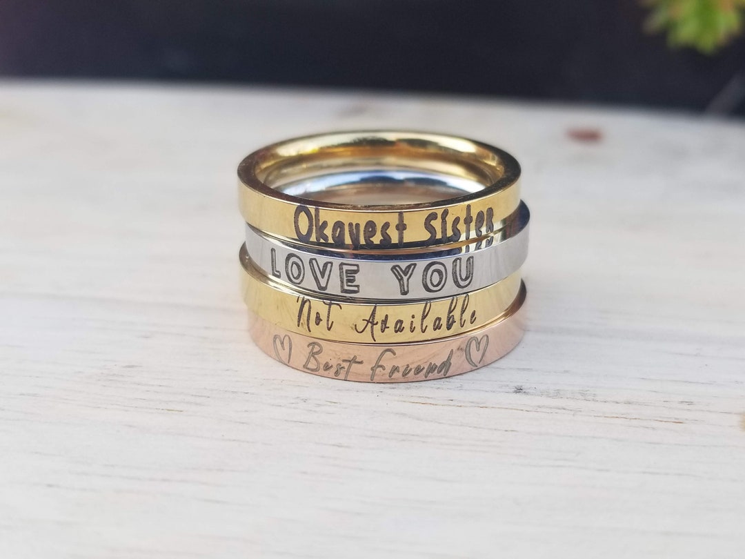 Custom Name Ring Personalized Stacking Rings Jewelry Mantra Ring - Etsy