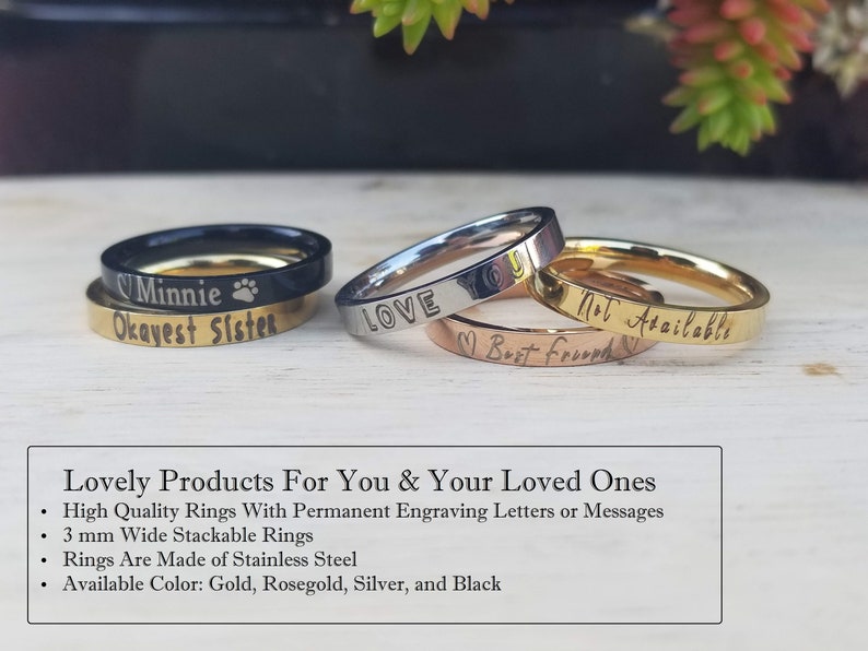 Custom Name Ring Personalized Stacking Rings Jewelry Mantra - Etsy